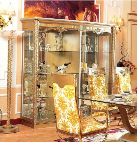 Zeus European Golden 4-Door Showcase Cabinet - USA Furniture Warehouse