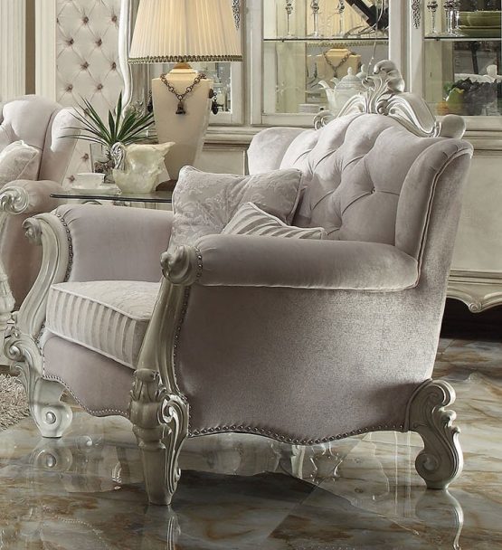 Versailles Chair Upholstered Ivory Velvet - USA Furniture Warehouse