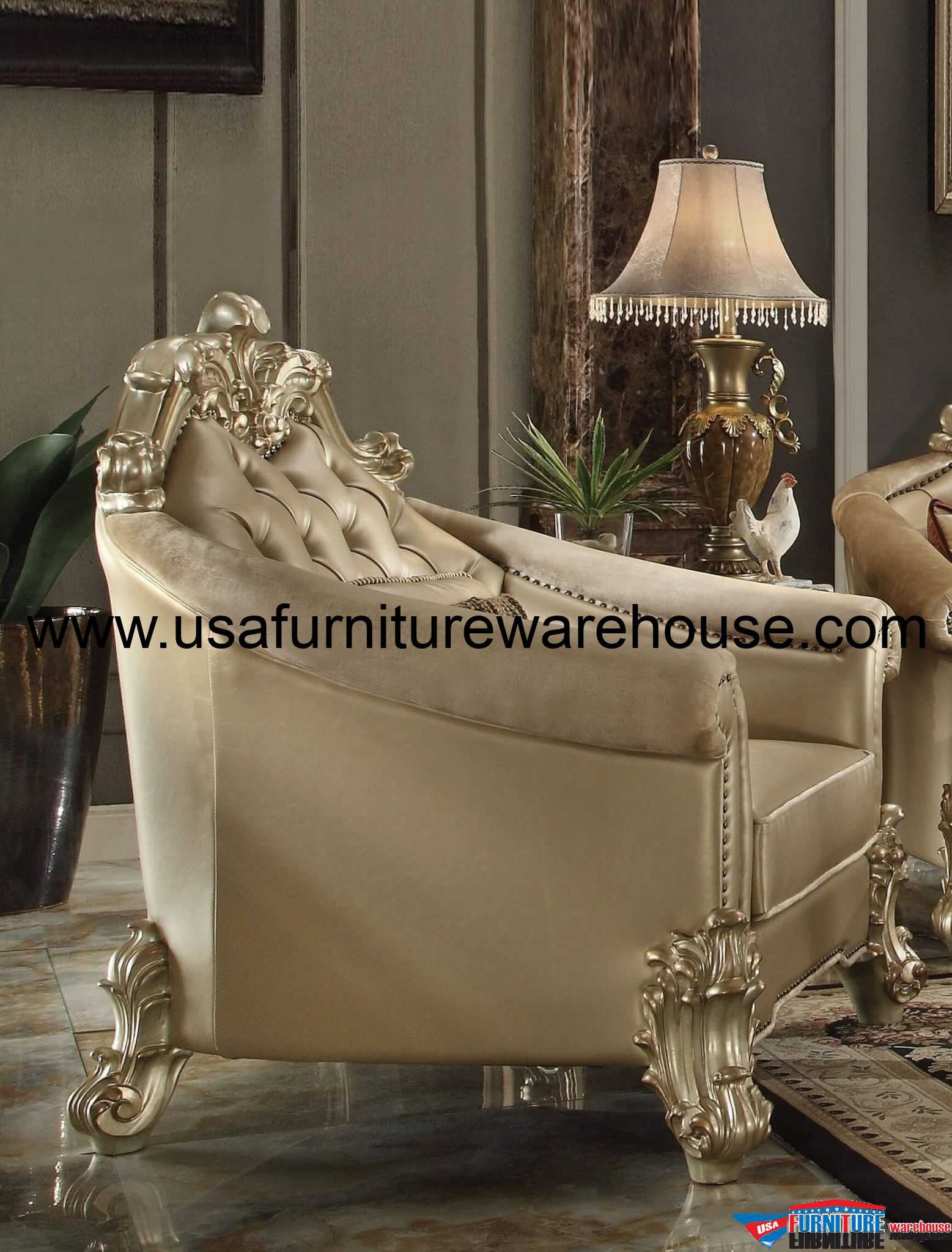 Acme Vendome II Gold Patina Chair 53122 - USA Furniture Warehouse