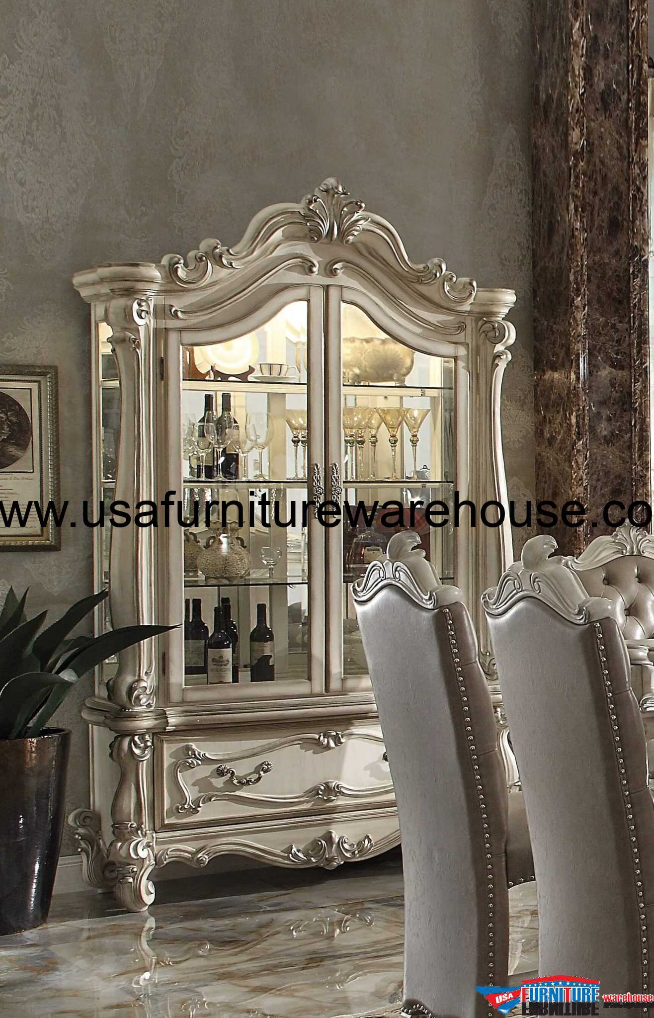 Acme Versailles Curio Bone White