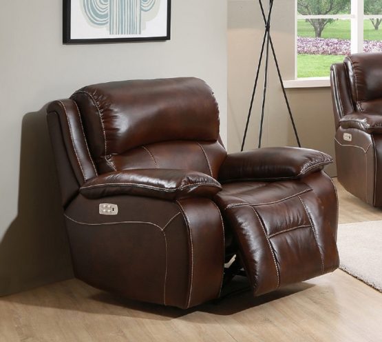 Westminster Genuine Leather Power Reclining Set With Power Headrest ...