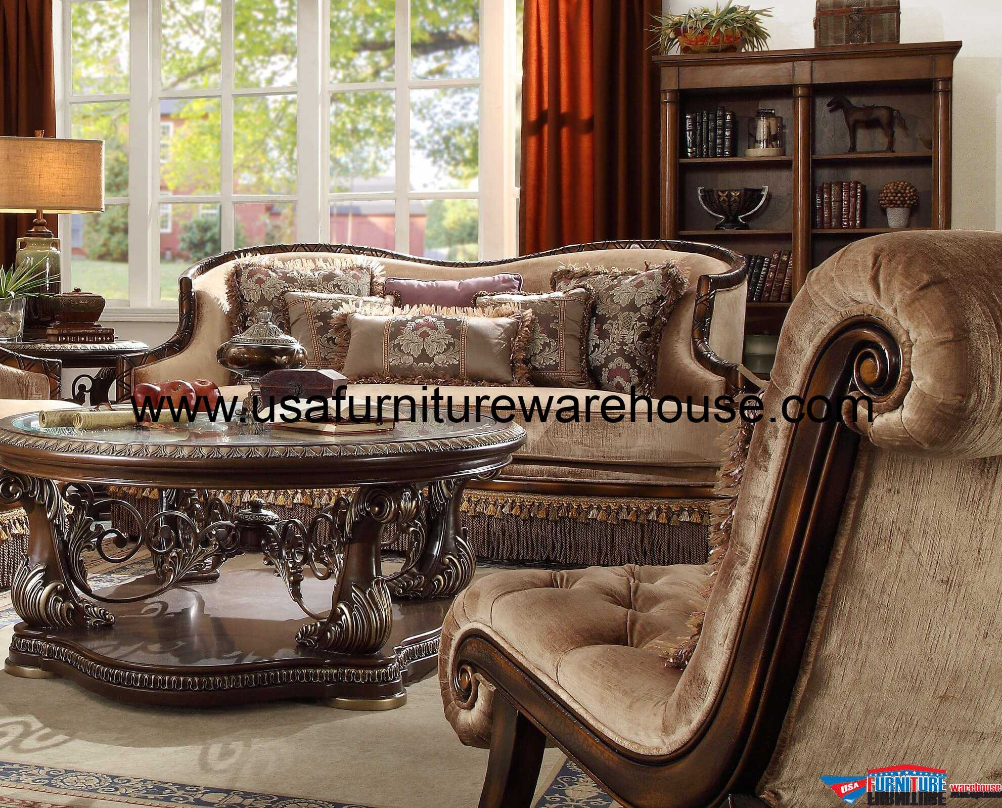 Homey Design HD-1631 Tyler Wood Trim Loveseat - USA Furniture Warehouse