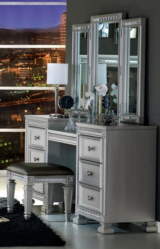 3 Piece Antoinetta Vanity Set Champagne Finish - USA Furniture Warehouse