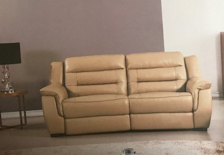 Lago Full Italian Tan Leather Power Recliner Sofa - USA Furniture Warehouse