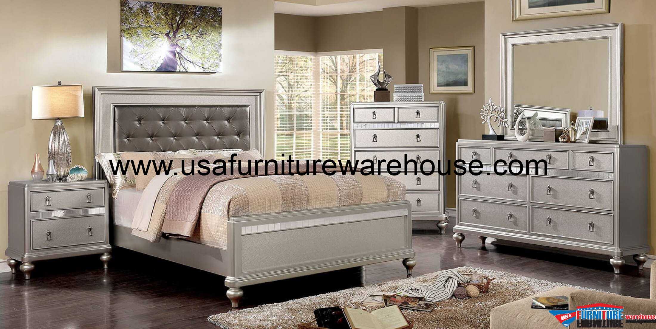 4 Piece Avior Contemporary Bedroom Set - USA Furniture Warehouse