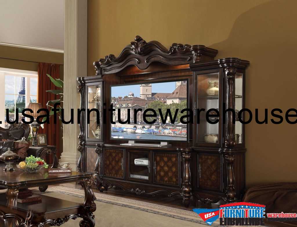 4 Piece Acme Versailles Cherry Oak Entertainment Center - USA Furniture ...