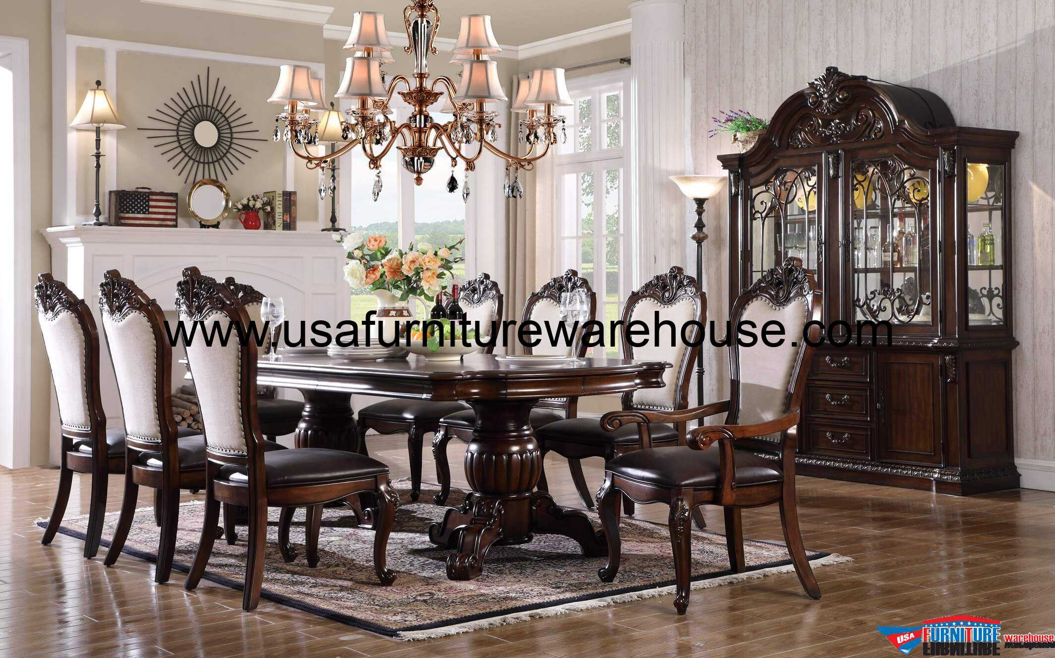 Bella Extendable Dark Walnut Dining Set - USA Furniture Warehouse