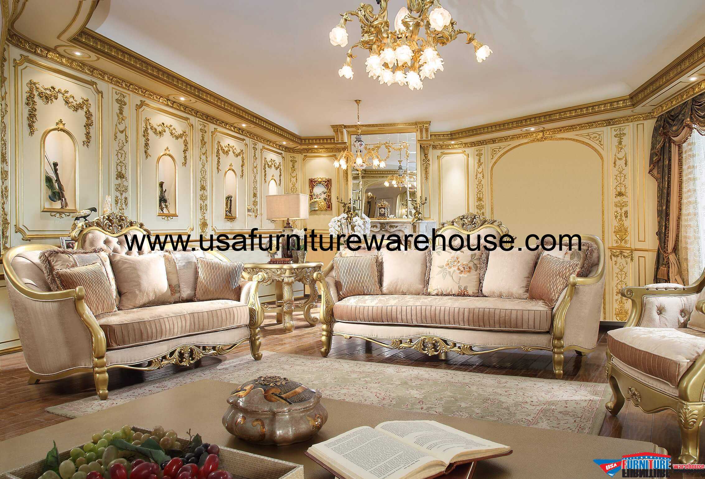 HD-820 Homey Design Royal Palace Sofa Set - USA Furniture Warehouse