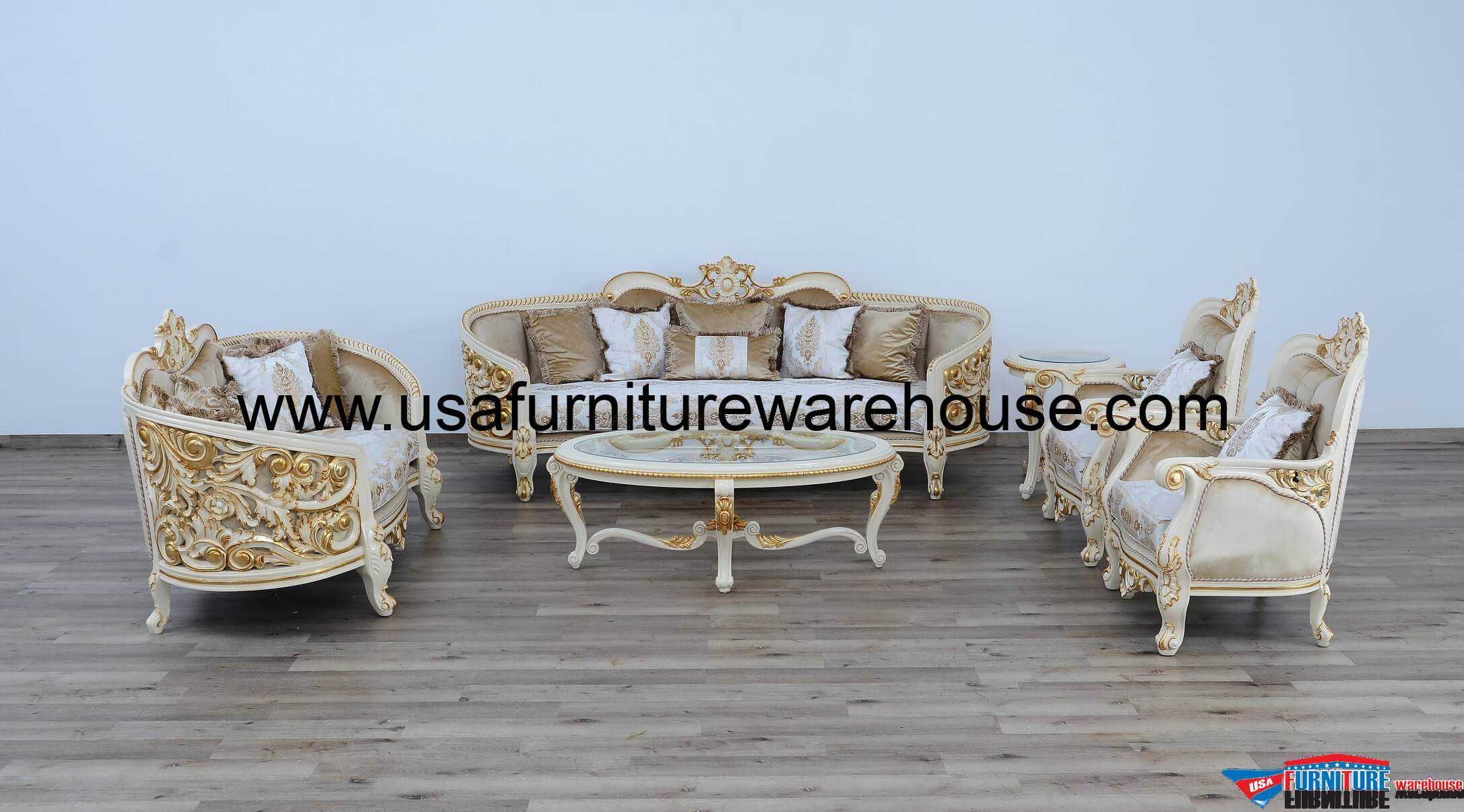 3 Pieces European Furniture Bellagio Sofa Set - USA Furniture Warehouse