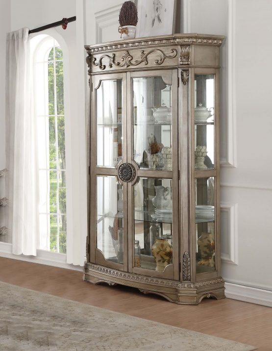 Acme Dresden Curio In Cherry Finish 12158 - USA Furniture Warehouse