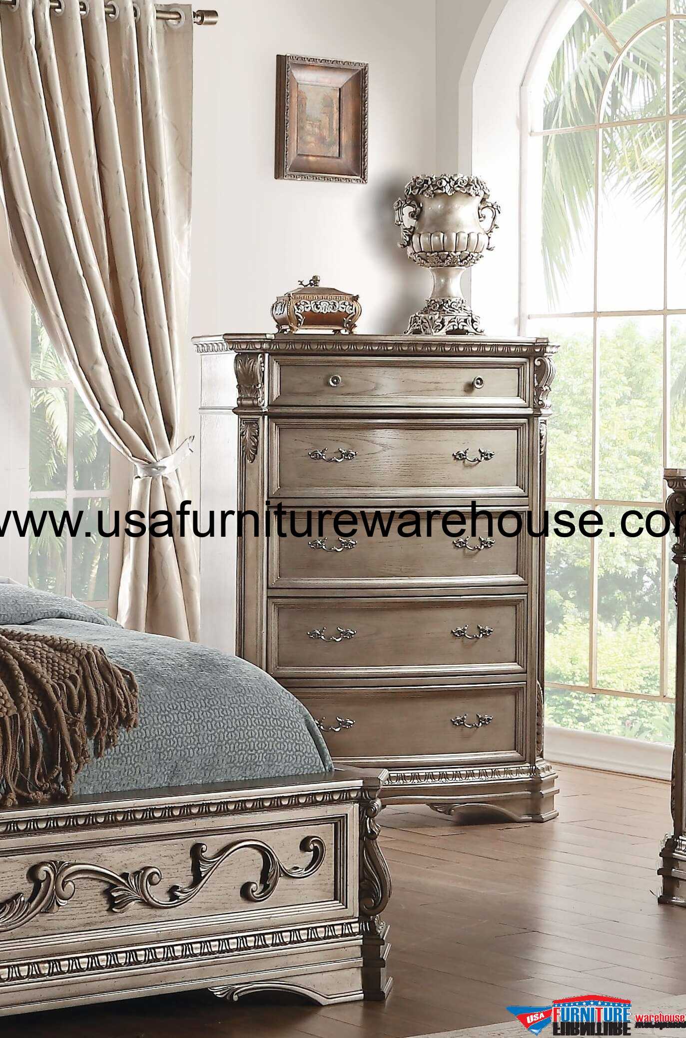 Northville Antique Champagne 5 Drawer Chest - USA Furniture Warehouse