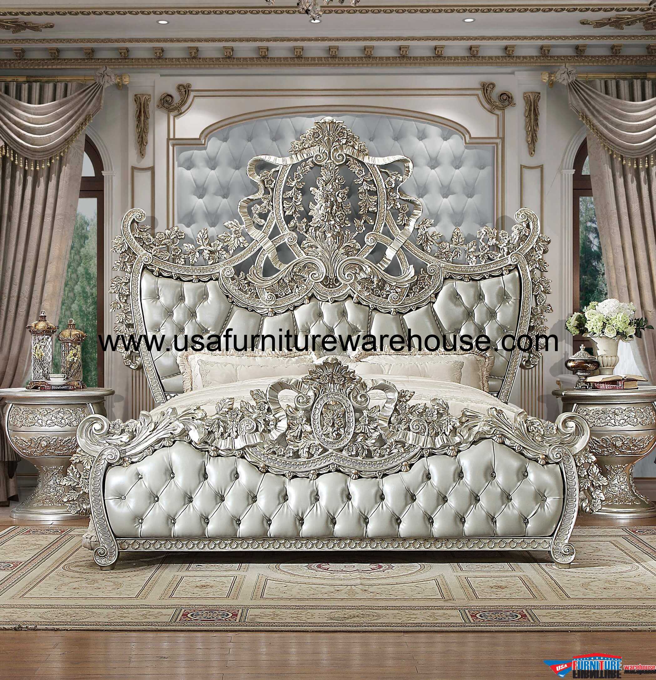 Homey Design HD-8088 Leonardo Bed - USA Furniture Warehouse