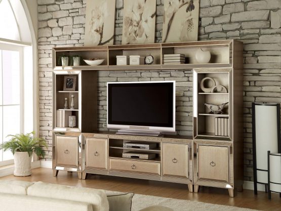 Acme Vendome Entertainment Center Patina Bone Finish - USA Furniture ...