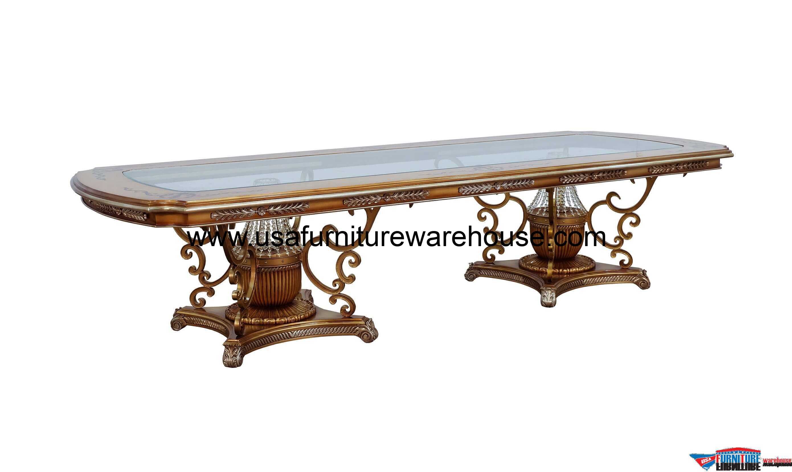 European Furniture St. Germain Glass Top Dining Table - USA Furniture ...