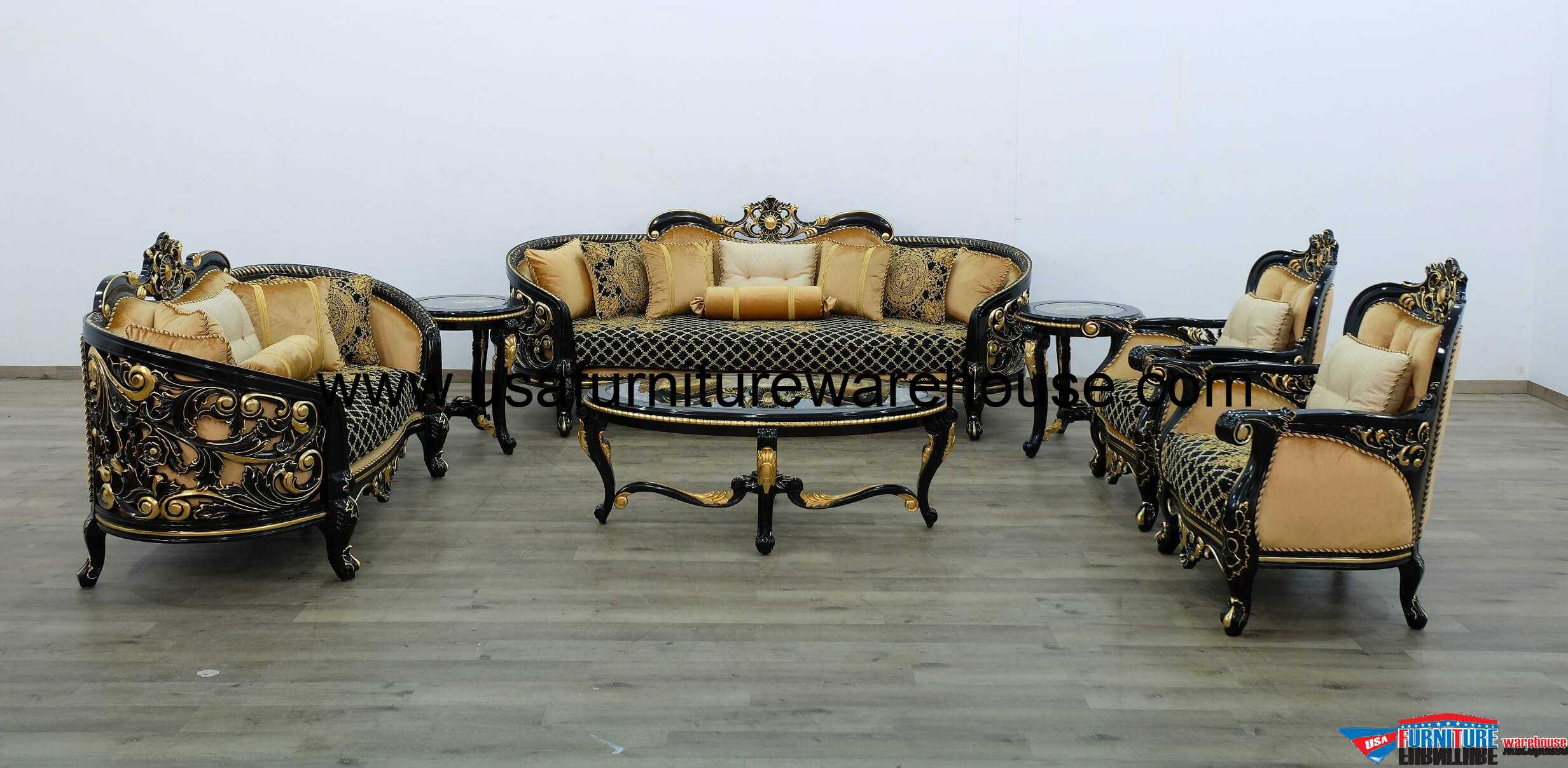 3 Piece Bellagio Antique Bronze Sofa Set - USA Furniture Warehouse
