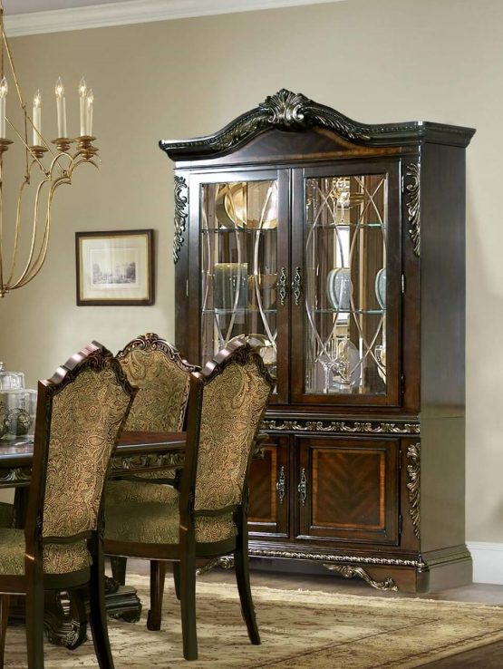 Acme Dresden Curio In Cherry Finish 12158 - USA Furniture Warehouse