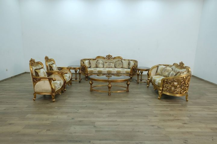 3 Piece Bellagio Antique Bronze Sofa Set Black Gold Fabric - USA ...